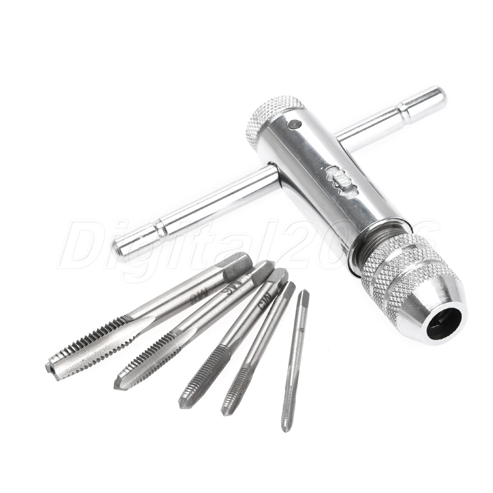 M3-M8 T-Handle Ratchet Tap Wrench Machinist Tool + M3-M8 Screw Thread ...