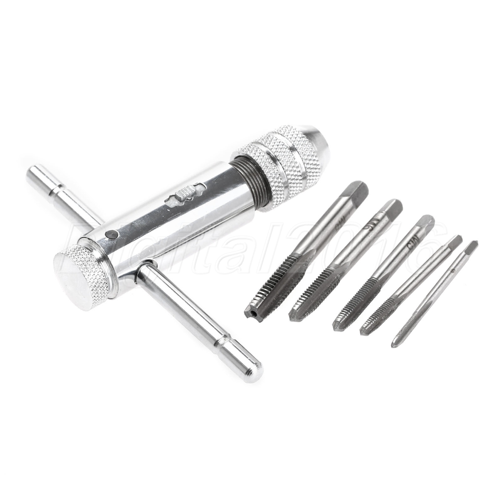M3-M8 T-Handle Ratchet Tap Wrench Machinist Tool + M3-M8 Screw Thread ...