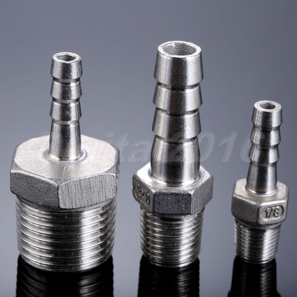 304 Stainless Steel Male Thread Pipe Fitting x Barb Hose Tail Pagoda ...