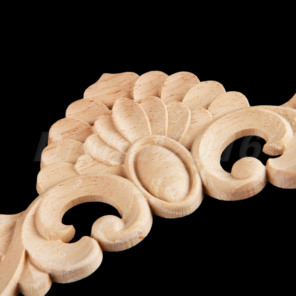 Wood Carved S/L Long Applique Onlay Flower Patterns Furniture Décor ...