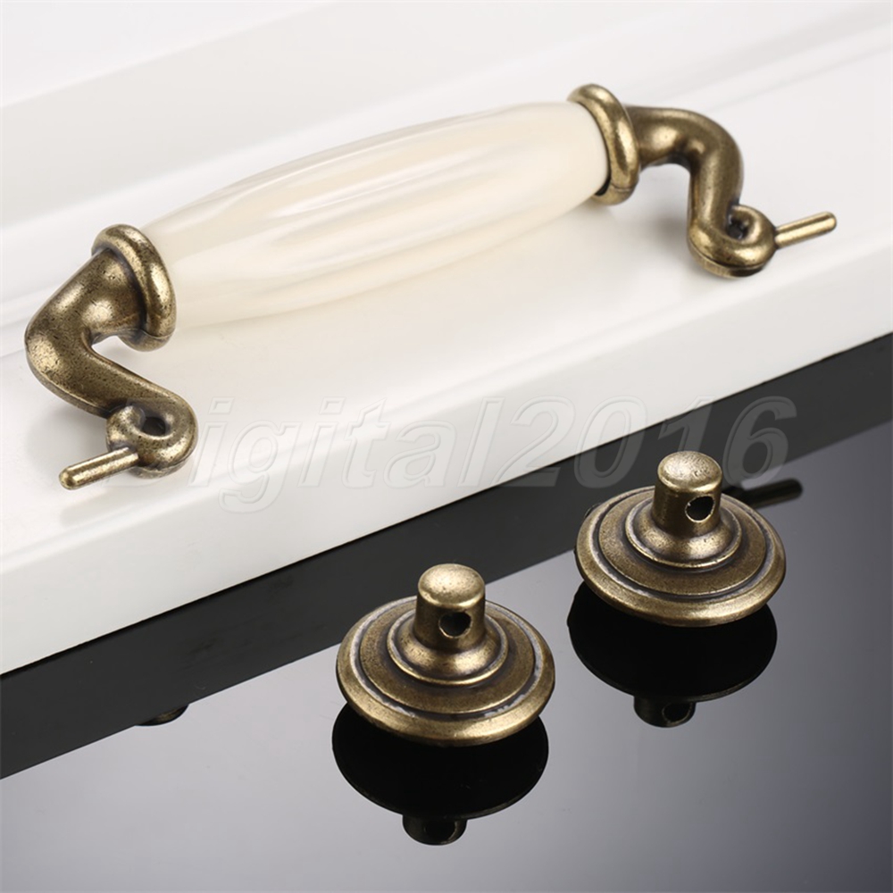 Luxury White Ceramic Antique Door Handles Kitchen Furniture Drawer ...