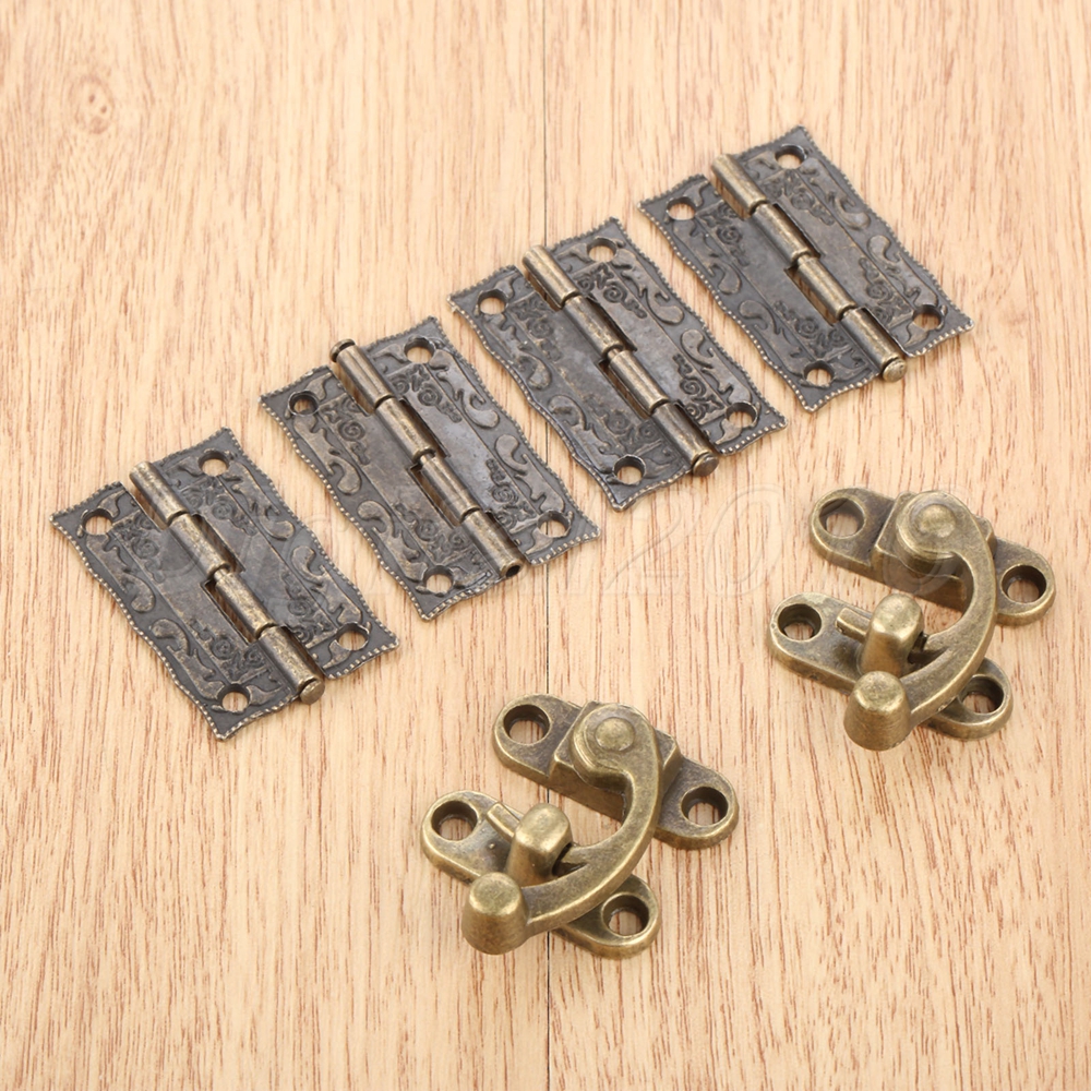 Antique Right Swing Jewelry Box Latch Clasp Trinket w/ 4pc Hinges Set ...